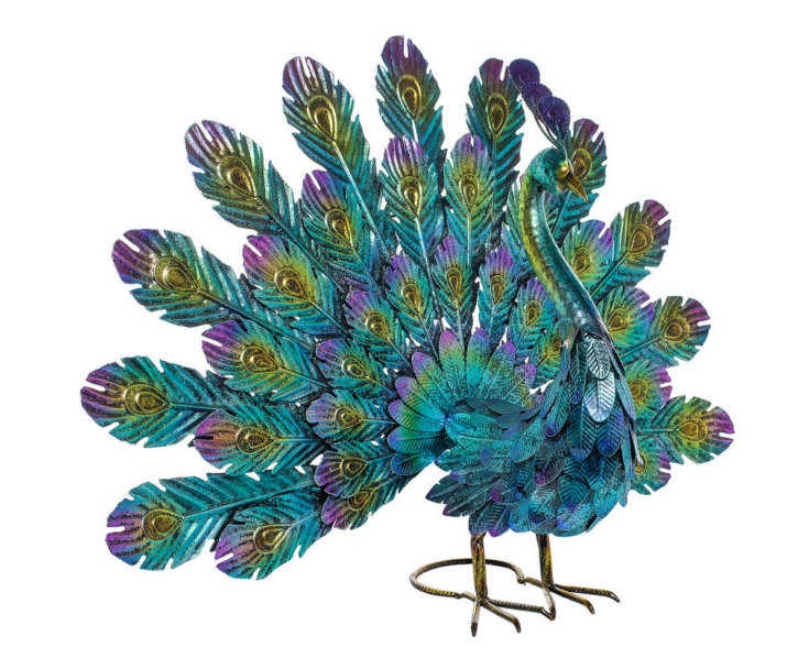 Home Depot Is Selling A Colorful Metal Peacock You Can Put In Your Yard